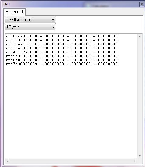 Cheat Engine :: View topic - XMM registers, float, etc.