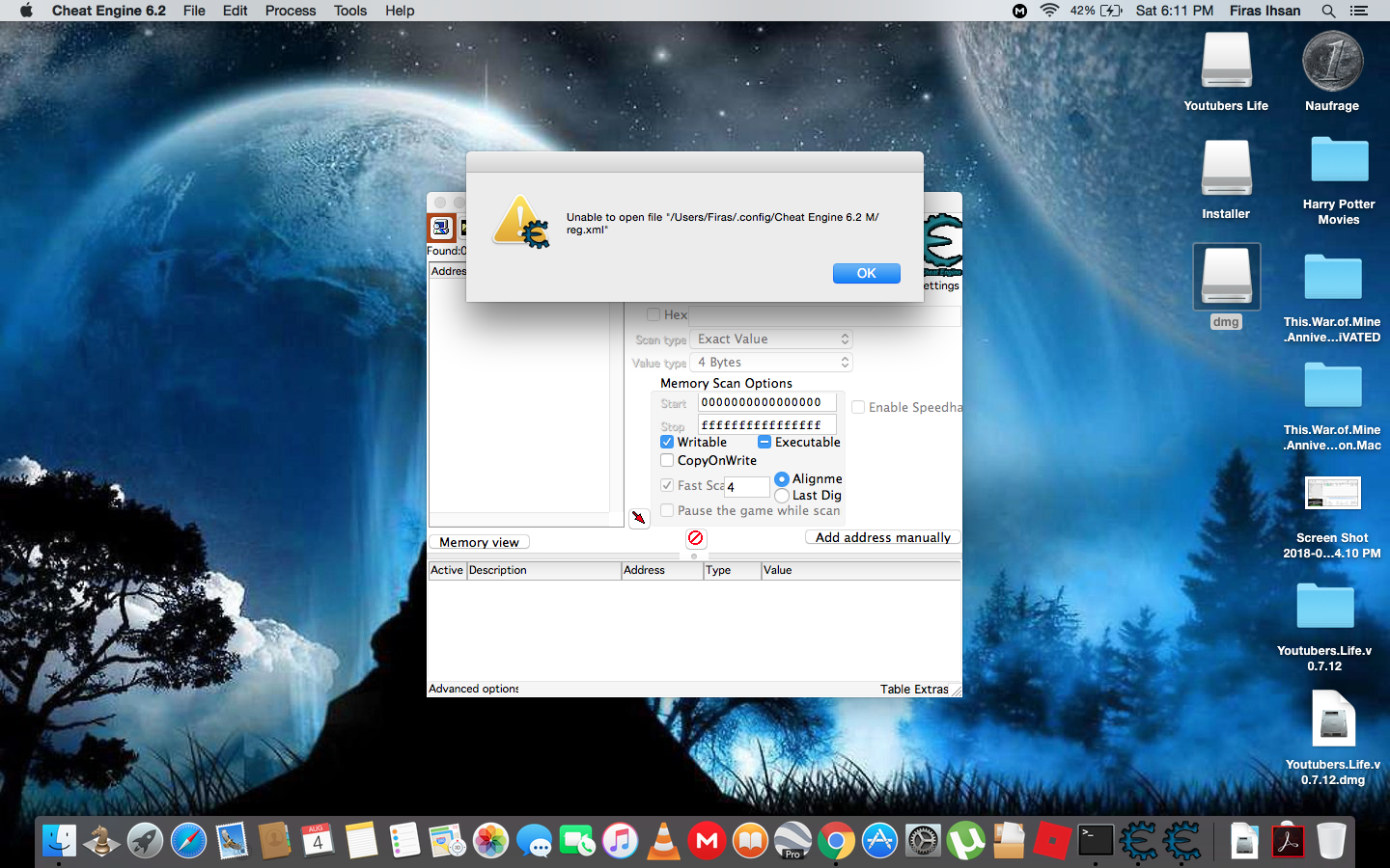 Cheat Engine :: View topic - Cheat Engine Error