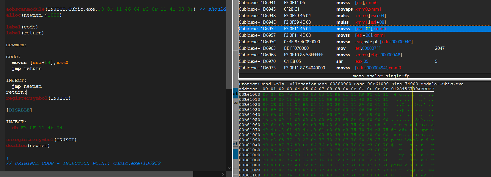 Cheat Engine :: View topic - AOB injection failing